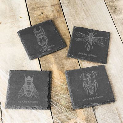Personalized Insect Slate Coasters, Set of Four | Grandin Road