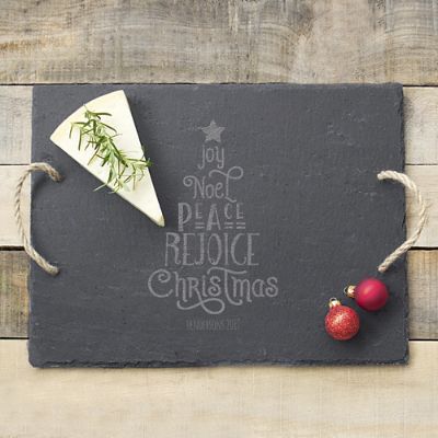 Personalized Christmas Tree Slate Serving Board | Grandin Road