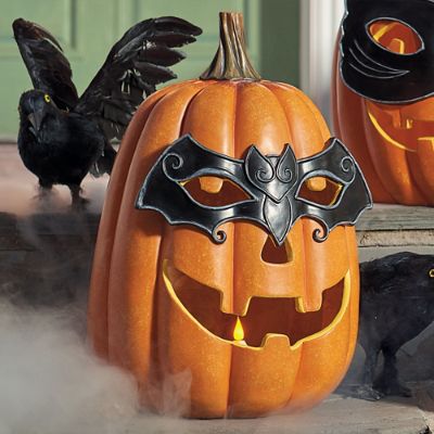 Masked Pumpkin with Bat | Grandin Road