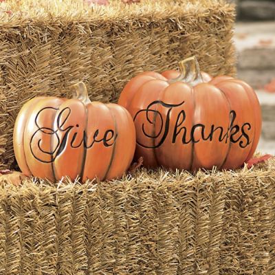 Give Thanks Pumpkins, Set of Two | Grandin Road
