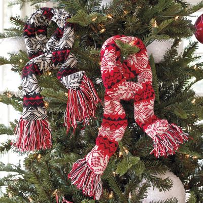 Set of Two Knit Scarf Ornaments | Grandin Road