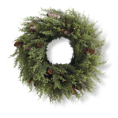 Cordless Natural Juniper Wreath | Grandin Road