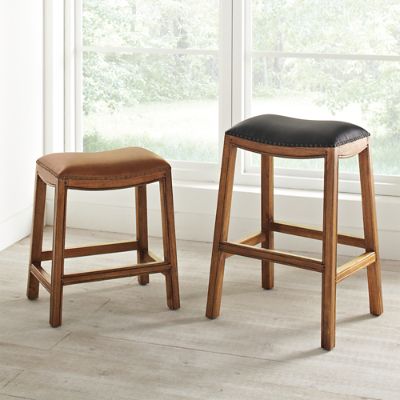 Teak Saddle Bar Stool | Grandin Road