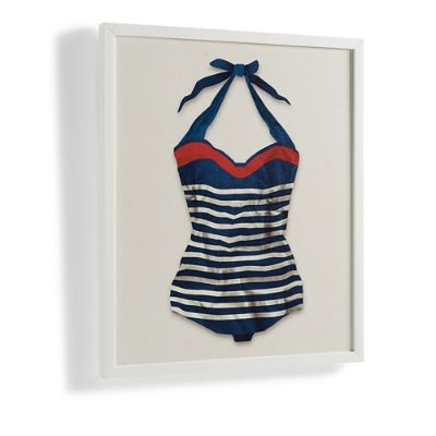 "Blue Stripe" Vintage Bathing Suit Wall Art | Grandin Road