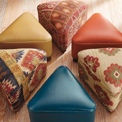 Doruk Kilim Triangle Footstool | Grandin Road