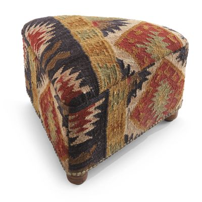 Doruk Kilim Triangle Footstool | Grandin Road