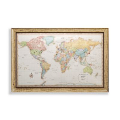 World Magnetic Travel Map with Antique White Frame | Grandin Road
