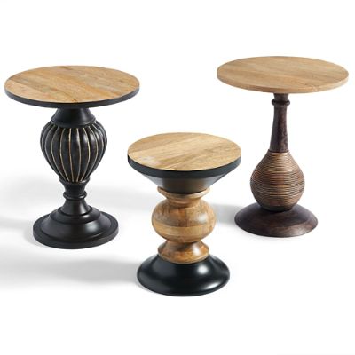 Ribbed Natural Wood Table | Grandin Road