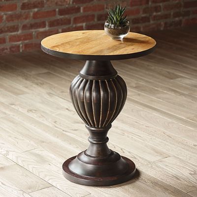 Ribbed Natural Wood Table | Grandin Road