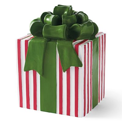 Red/White Stripe Patterned Present | Grandin Road