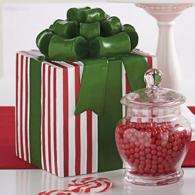 Red/White Stripe Patterned Present | Grandin Road