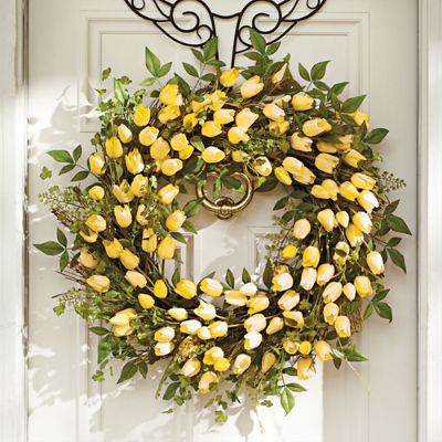 Yellow Tulip Wreath | Grandin Road