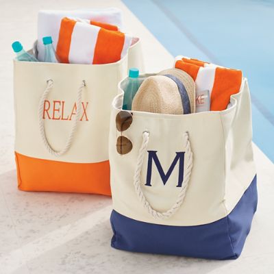 Monogrammed Colorblock Tote | Grandin Road