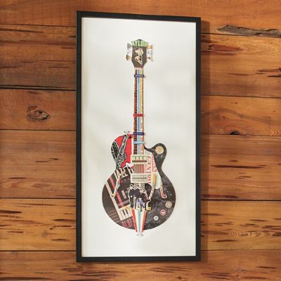 Vintage Guitar Paper Collage Artwork | Grandin Road