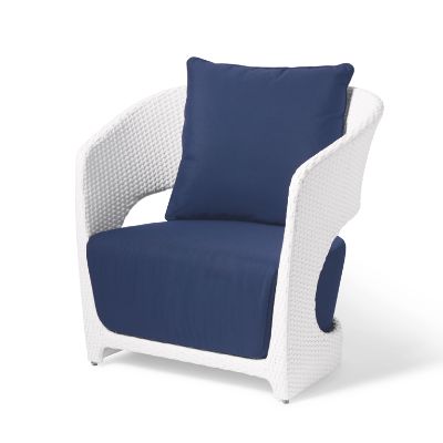 Angela Club Chair in White with Neptune Cushion | Grandin Road