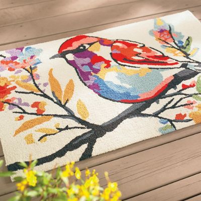 Watercolor Bird Outdoor Mat | Grandin Road