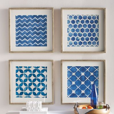 Block Print Wall Art, Set of Four | Grandin Road
