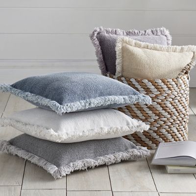 Stone Washed Fringed Pillow | Grandin Road