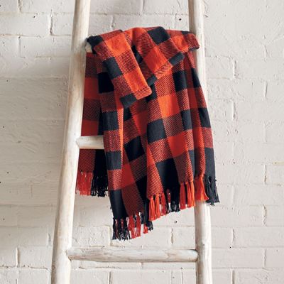 Orange Buffalo Check Throw | Grandin Road