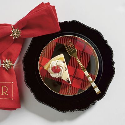 Red Plaid Side Plates, Set of Four | Grandin Road
