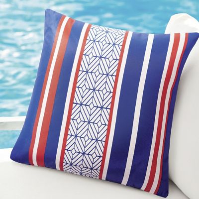 Geometric Stripe Outdoor Pillow | Grandin Road