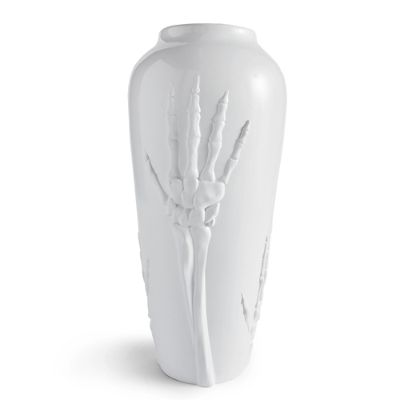 White Skeleton Hand Vase | Grandin Road