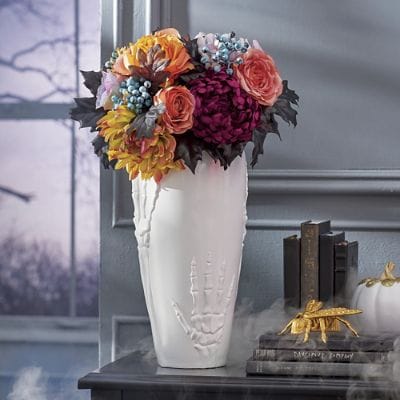 White Skeleton Hand Vase | Grandin Road