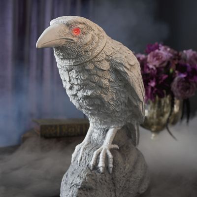 White Animated Turning Head Raven | Grandin Road