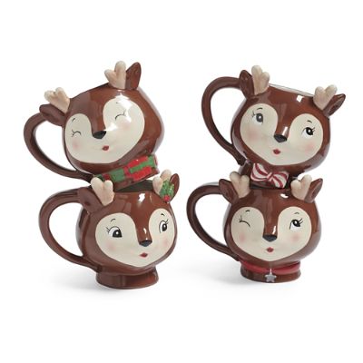 Reindeer Mugs I, Set of Four | Grandin Road