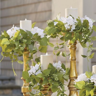 Haley White Hydrangea Candle Rings, Set of Five | Grandin Road