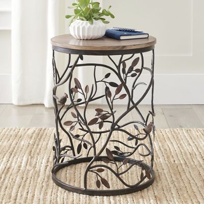 Bird Barrel Wood Side Table | Grandin Road