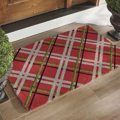 Festive Plaid Coir Door Mat | Grandin Road