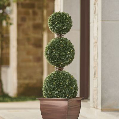 Pre-Lit Podocarpus Triple Ball Topiary | Grandin Road