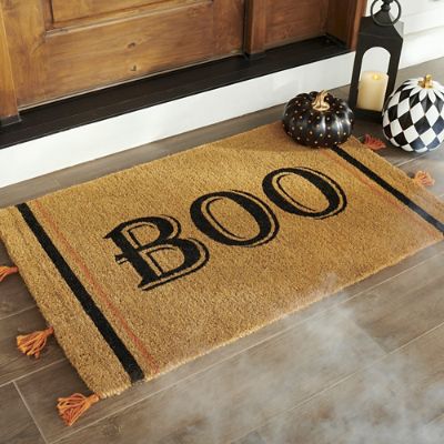 Plaid Layering Door Mat, Black | Grandin Road