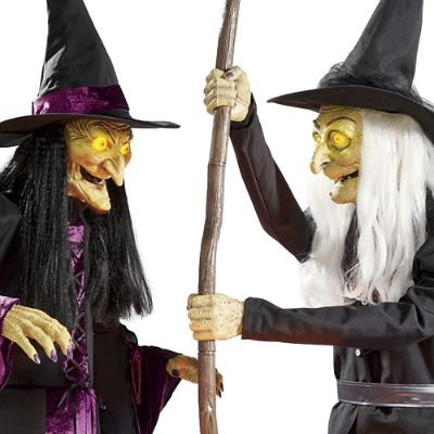 Deluxe Animated Brewing Witch Duo | Grandin Road