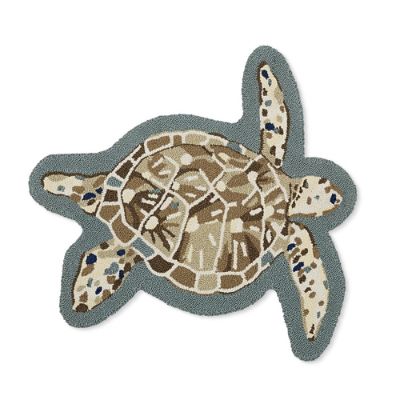 Marina Turtle Shape Hooked Rug | Grandin Road
