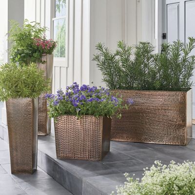 Hammered Stainless Steel Planter | Grandin Road