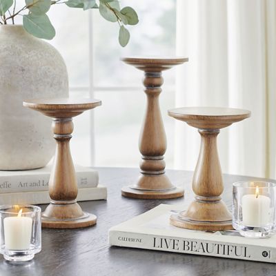 Faux Wood Round Stands, Set of Three | Grandin Road