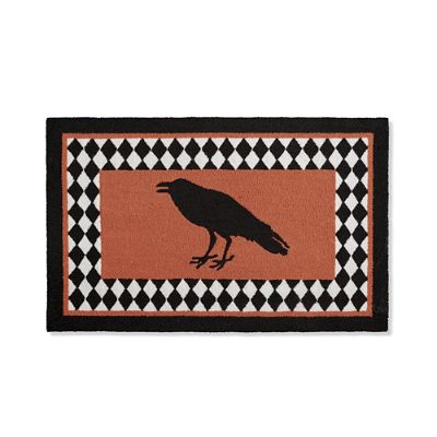 Harlequin Crow Hooked Door Mat | Grandin Road