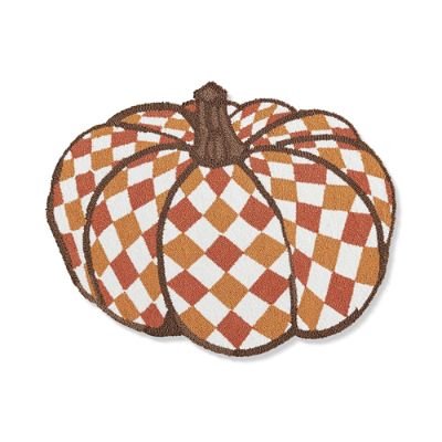Harlequin Pumpkin Hooked Door Mat | Grandin Road
