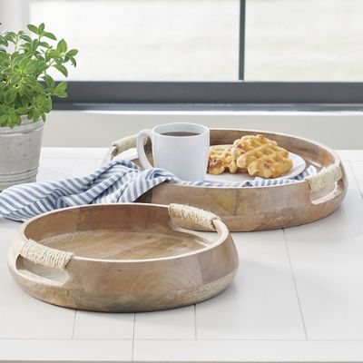 Round Wooden Trays, Set of Two | Grandin Road