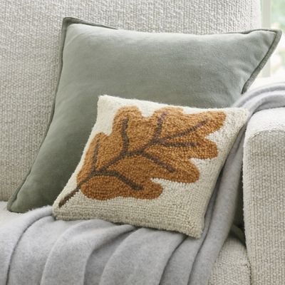 Fall Leaf Hooked Pillow | Grandin Road