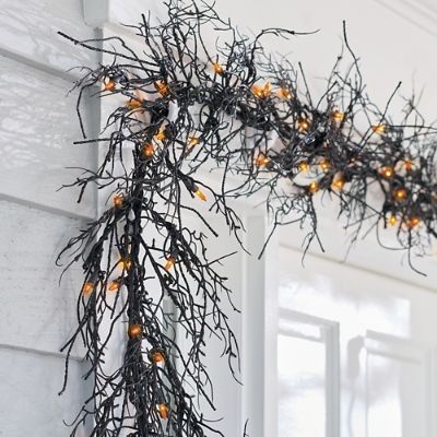 Pre-lit Black Twig Garland | Grandin Road