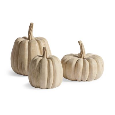 Solid Wood Pumpkins, Set of Three | Grandin Road