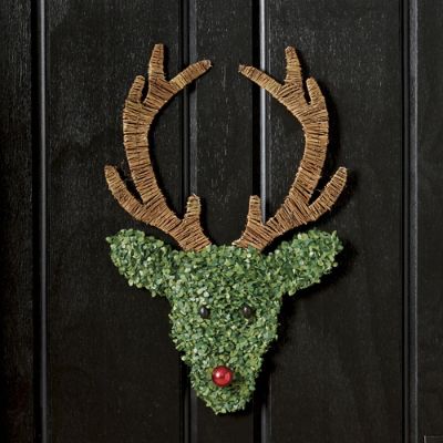 Boxwood Deer Door Swag | Grandin Road
