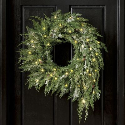 Glistening Christmas Cordless Wreath | Grandin Road
