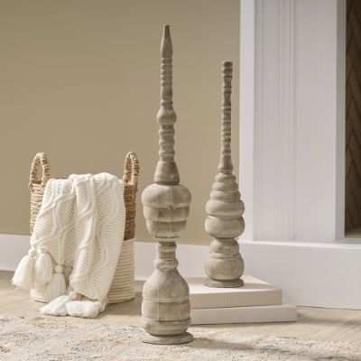 Carved Wood Finials, Set of Two | Grandin Road