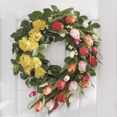 Lush Tulip Garden Wreath | Grandin Road