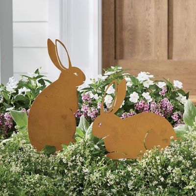 Metal Bunny Silhouette, Set of Two | Grandin Road