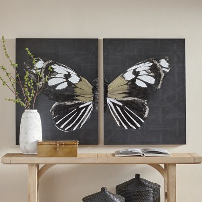 Neutral Butterfly Canvas Wall Art | Grandin Road